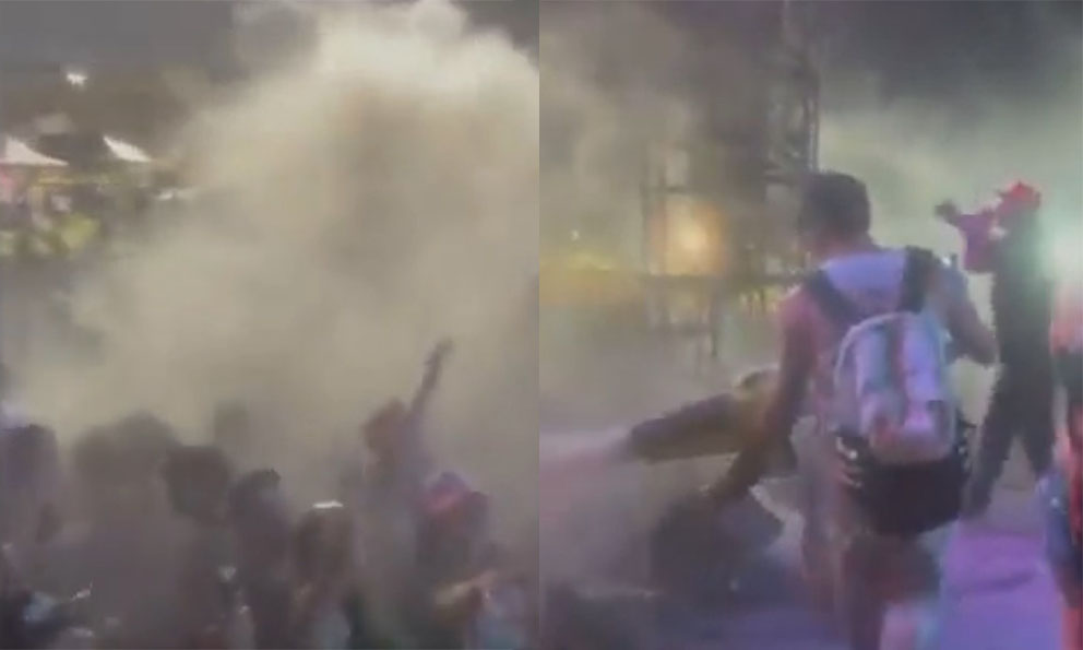 Rapero avienta humo de marihuana durante su show