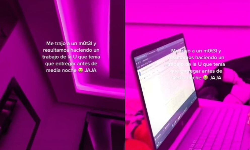 Joven Lleva A Su Novia A Motel Pero Para Terminar La Tarea De La Universidad 